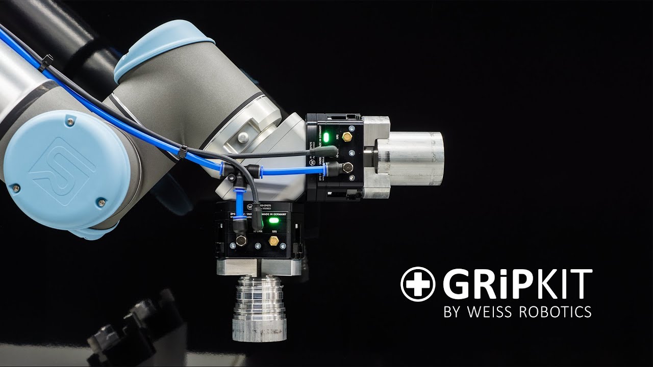 Maschinenbeladung mit dem Weiss Robotics GRIPKIT-PZ1 und UR10 - YouTube
