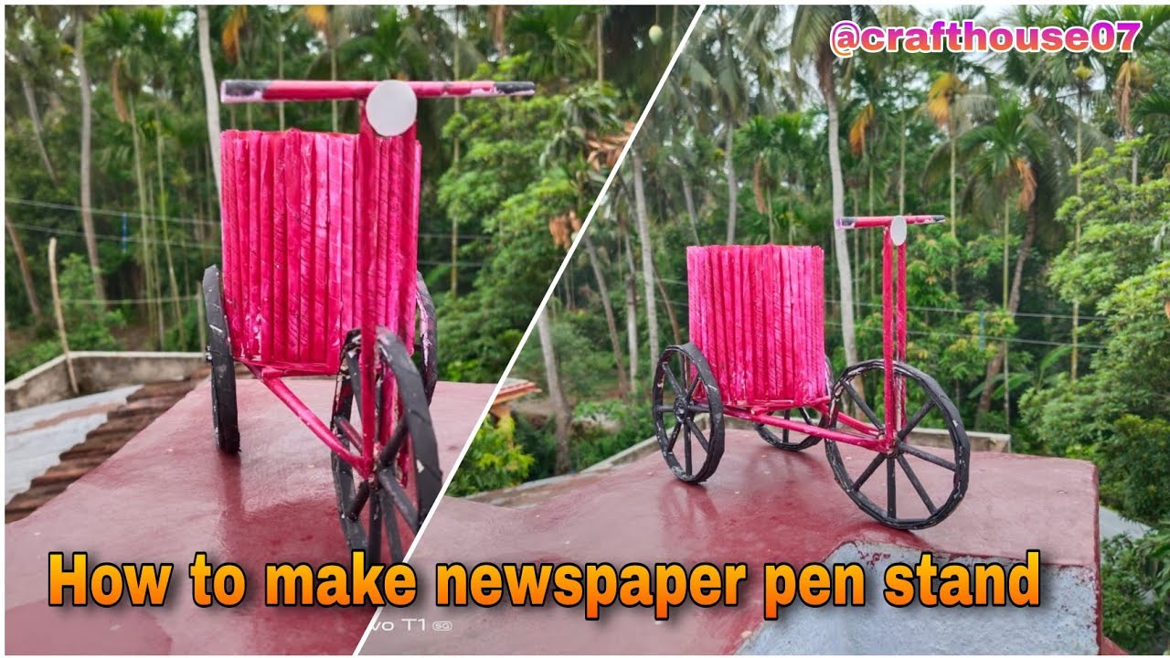 how to make newspaper cycle pen stand || newspaper pen stand make at ...
