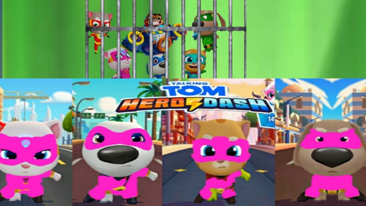 TALKING TOM HERO DASH-- ALL PINK HERO CHARACTER CLASSIC RUN & All HERO ...