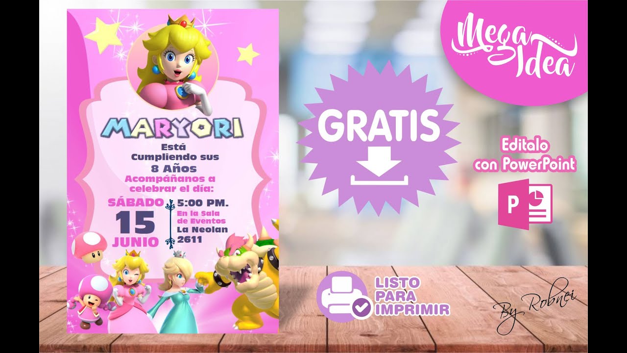 Invitación Cumpleaños Princesa Peach - YouTube