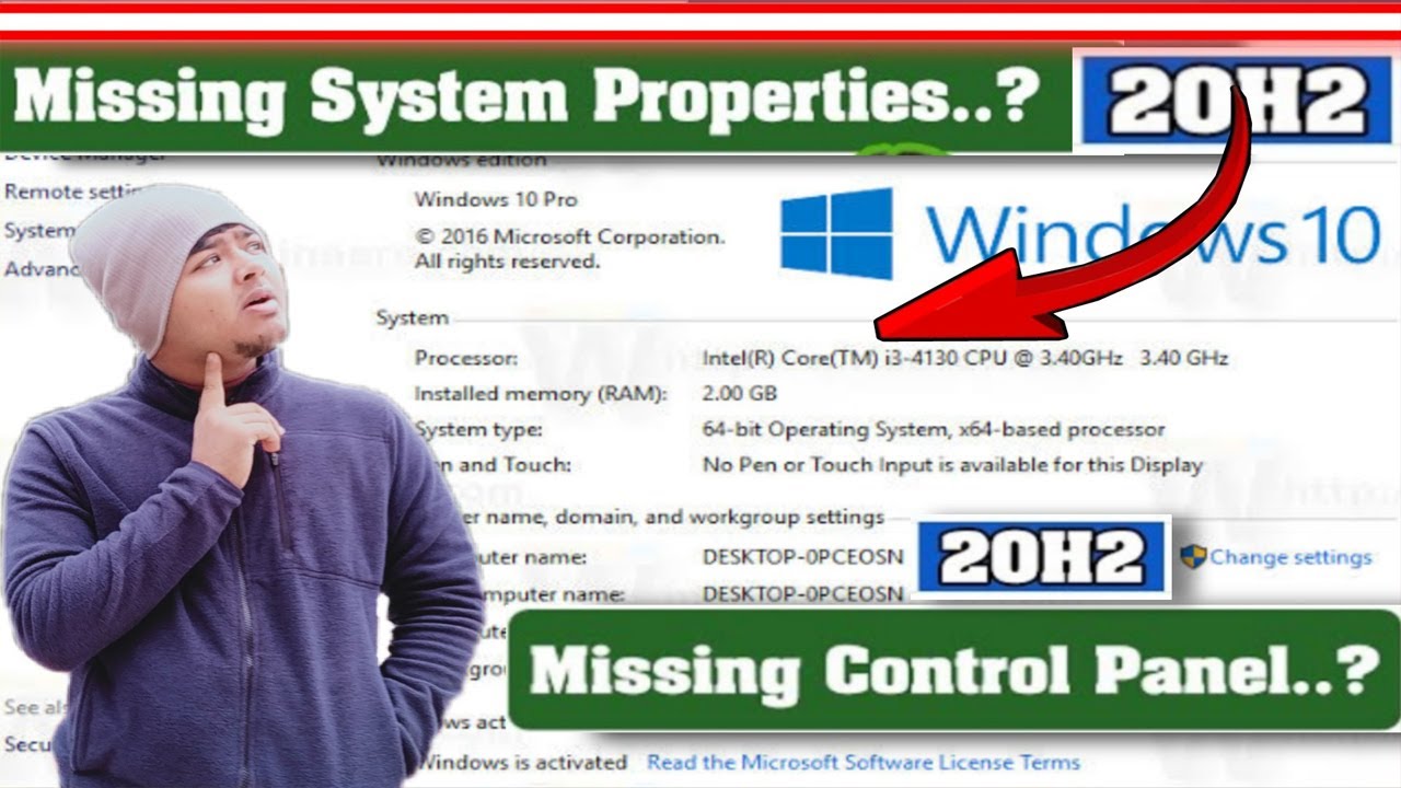 Missing System Properties and Control Panel Icon on Windows 10 (20H2 ...