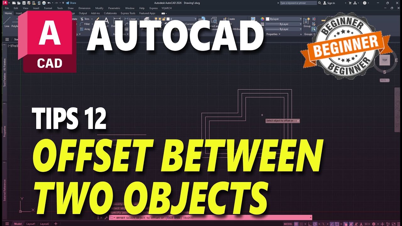 AutoCAD Tips 12 Offset Between Two Objects - YouTube