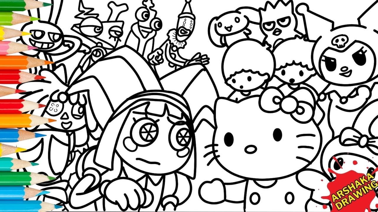 Digital Circus vs Cute Sanrio Characters Coloring Pages | My Melody and ...