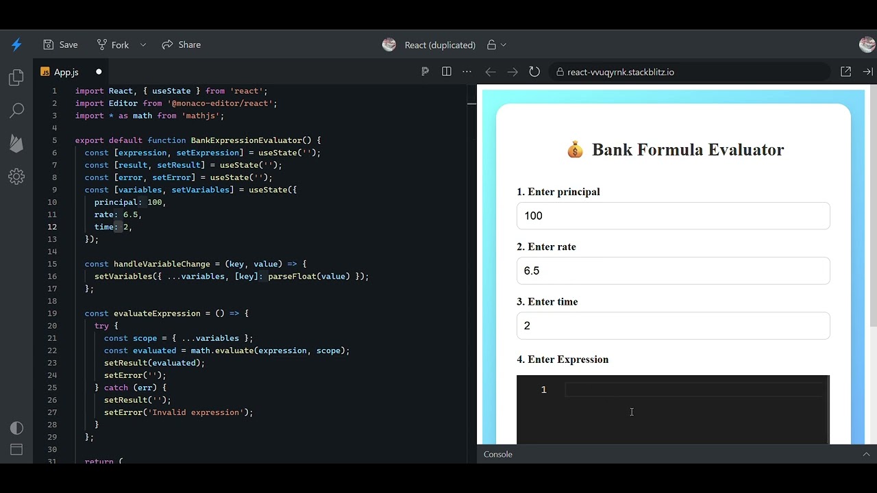💻 Build a Bank Formula Calculator Using React & Monaco Editor ...