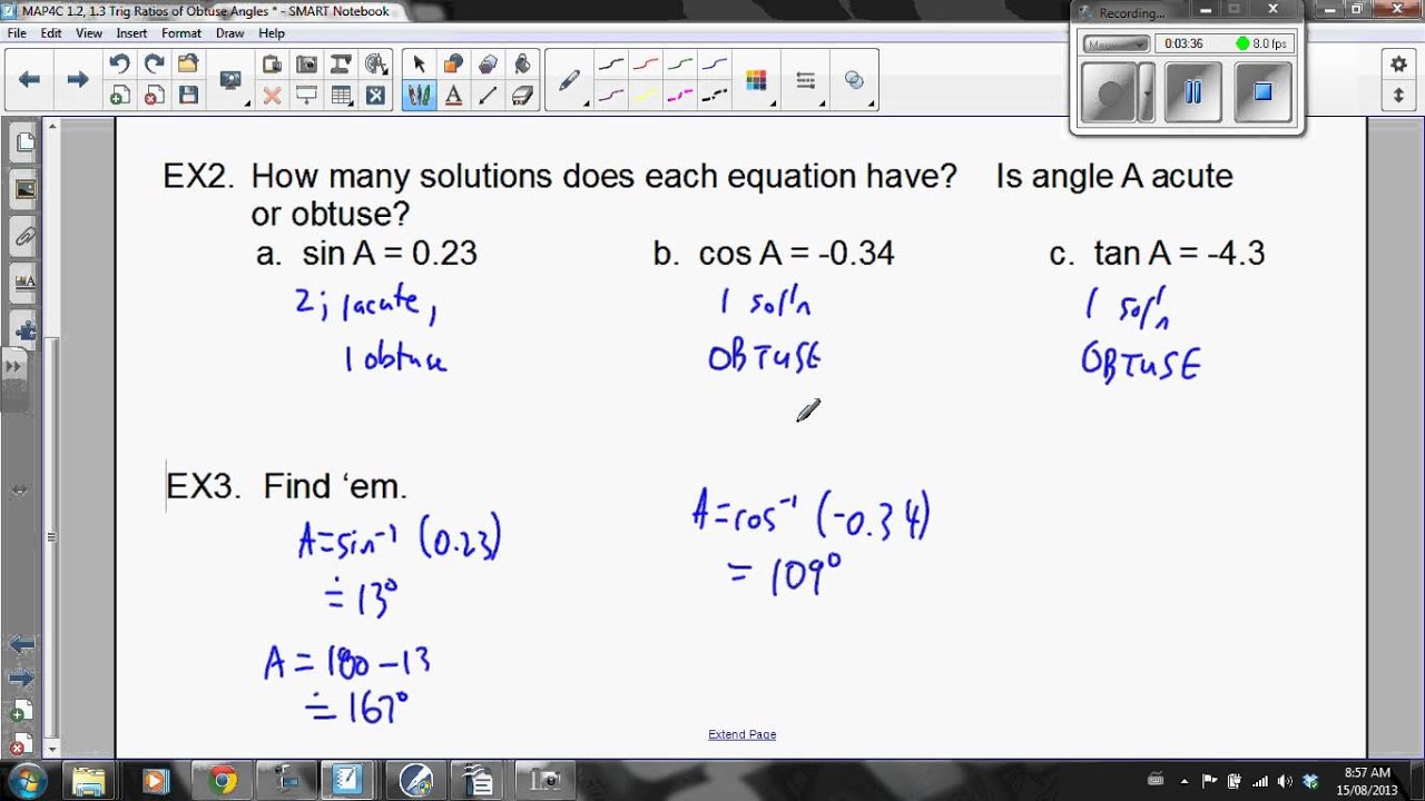 MAP4C 1 2 and 1 3 Obtuse Angles P2 - YouTube