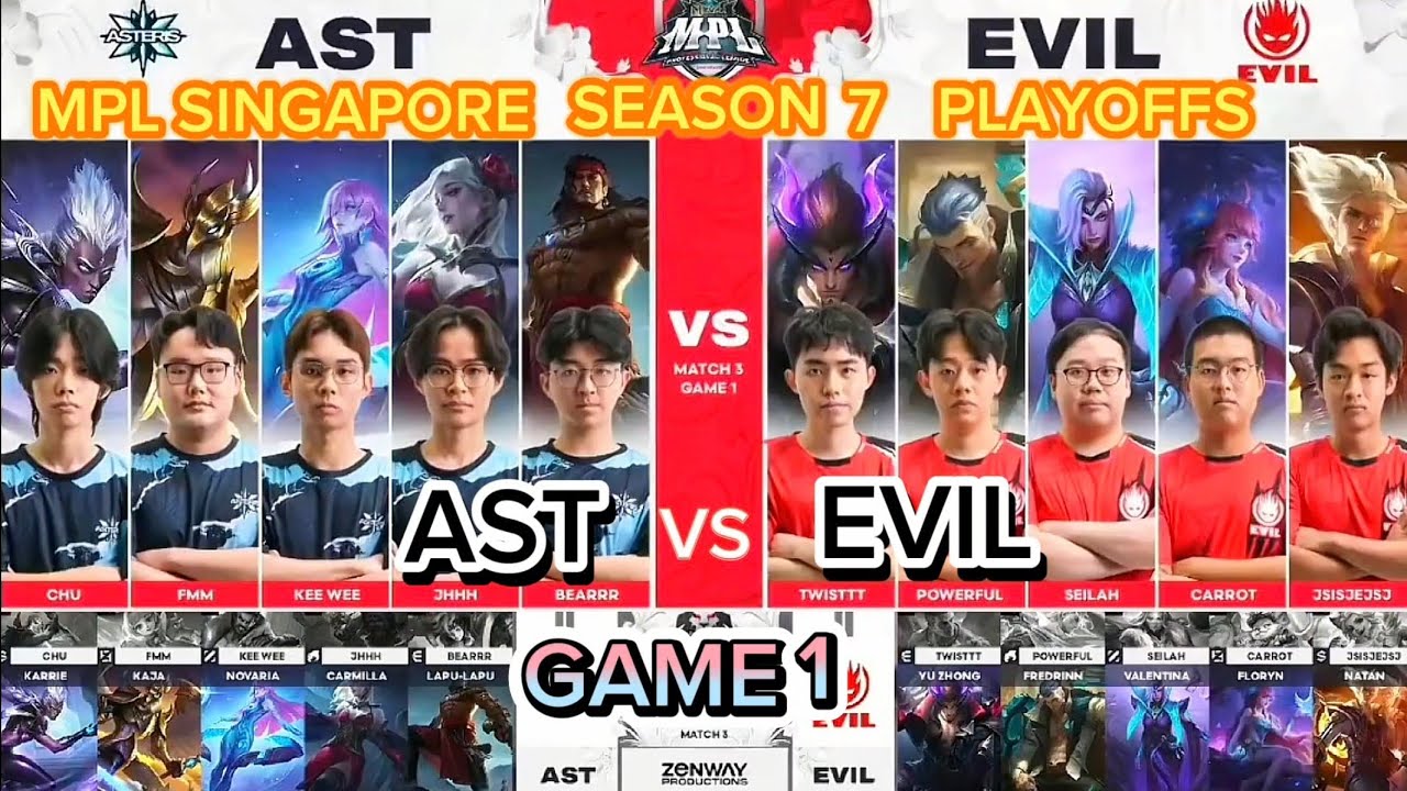 GAME1: EVIL VS AST | MPL SG SEASON 7 PLAYOFFS DAY 1 | MOBILE LEGENDS ...
