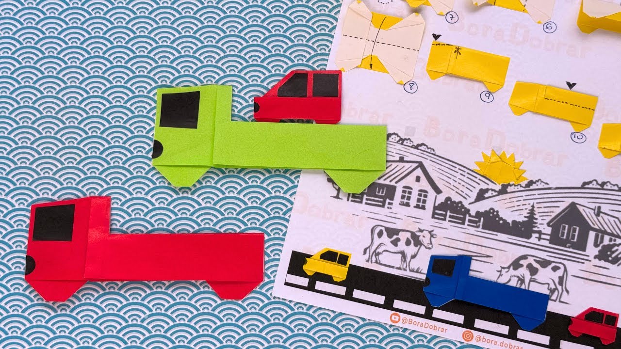 CARRETA DE ORIGAMI - TRACTOR TRAILER TRUCK ORIGAMI - PASSO A PASSO DO ...