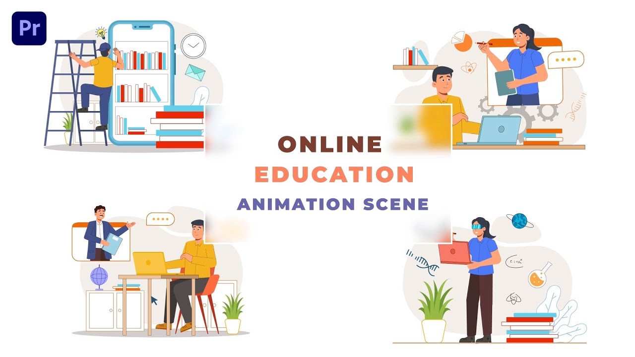 Online Education Animation Scene Premiere Pro Templates - YouTube