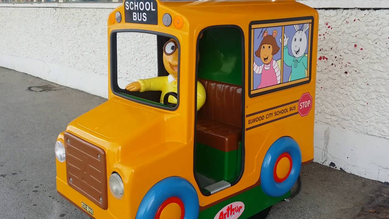 Arthur School Bus Kiddie Coin Operated Ride by Jolly Roger - YouTube