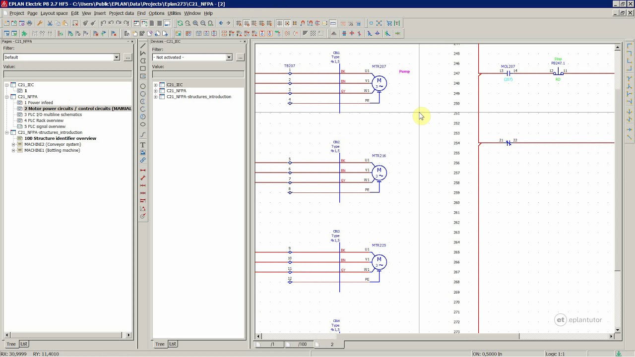 ePLAN Electric P8 Course - NFPA Masterclass - Lecture 16 - Line break ...