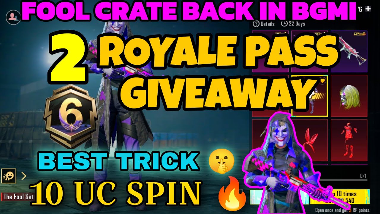 RP GIVEAWAY | M416 FOOL SET SKIN SPIN | 2 ROYALE PASS GIVEAWAY ...