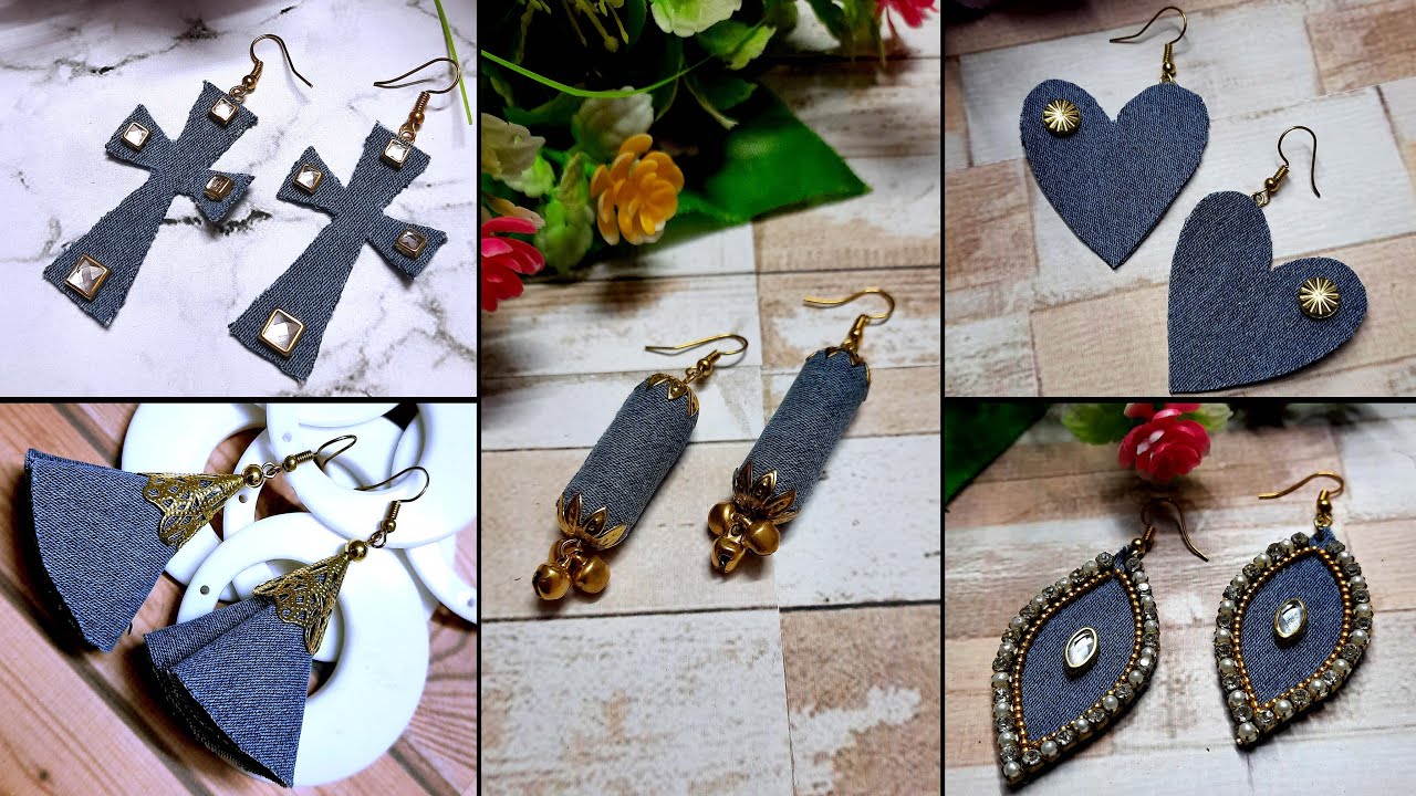 DIY jeans Earrings From Old Jeans !! Make Earrings From Old Jeans ...