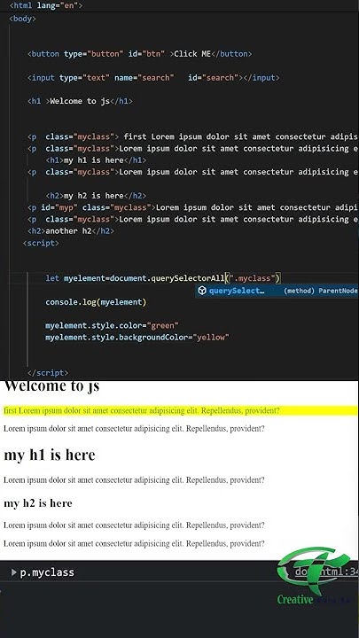 get elements by queryselector in javascript shorts - YouTube