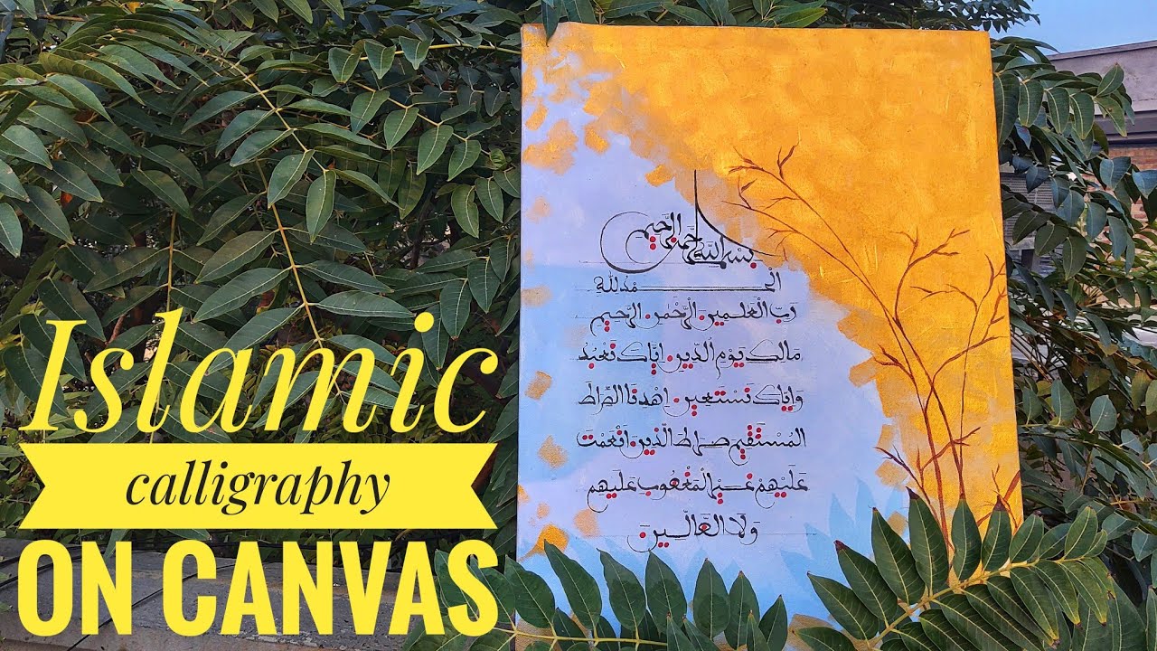 How to do calligraphy painting on canvas - YouTube
