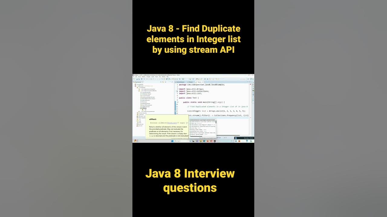 Java 8 Find Duplicate Elements In Integer List By Using Stream Api Java 8 Interview