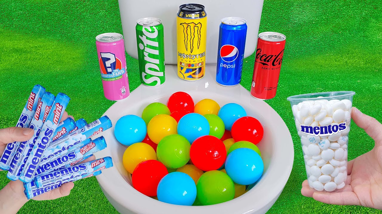Experiment Coca Cola Zero VS Colorful Balls, Fanta, Monster, Sprite ...