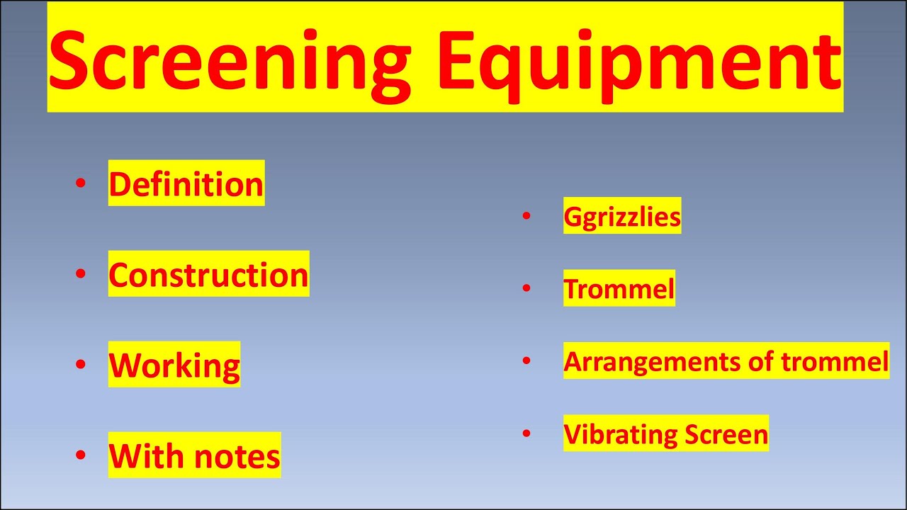 Screening Equipment | Grizzlies | Trommel and its arrangements ...