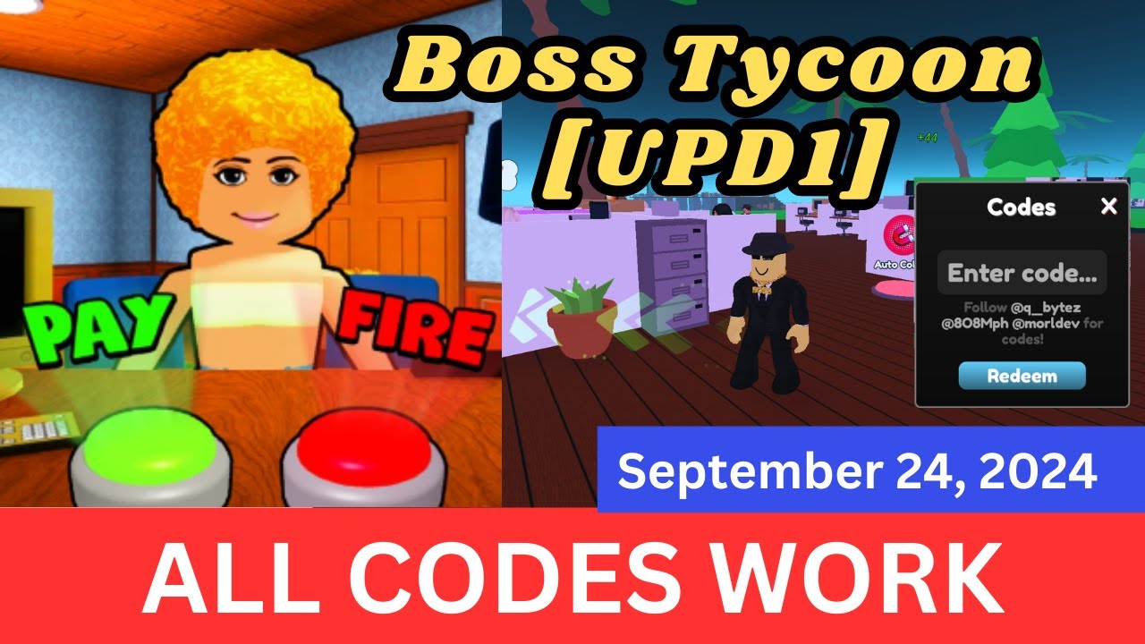 *All Codes Work* Boss Tycoon UPD1 ROBLOX, September 24, 2024 - YouTube