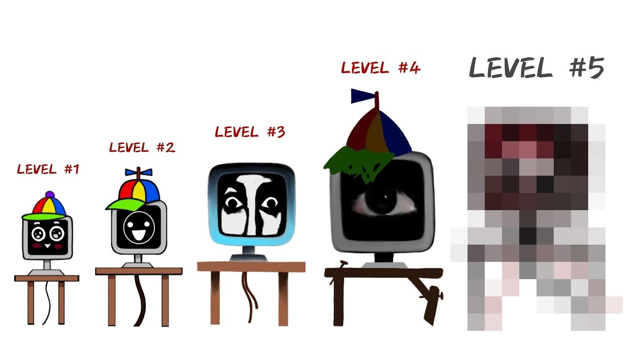 Drawing All Phase Mr. Fun Computer from Zero to Max Levels (1-5 ...