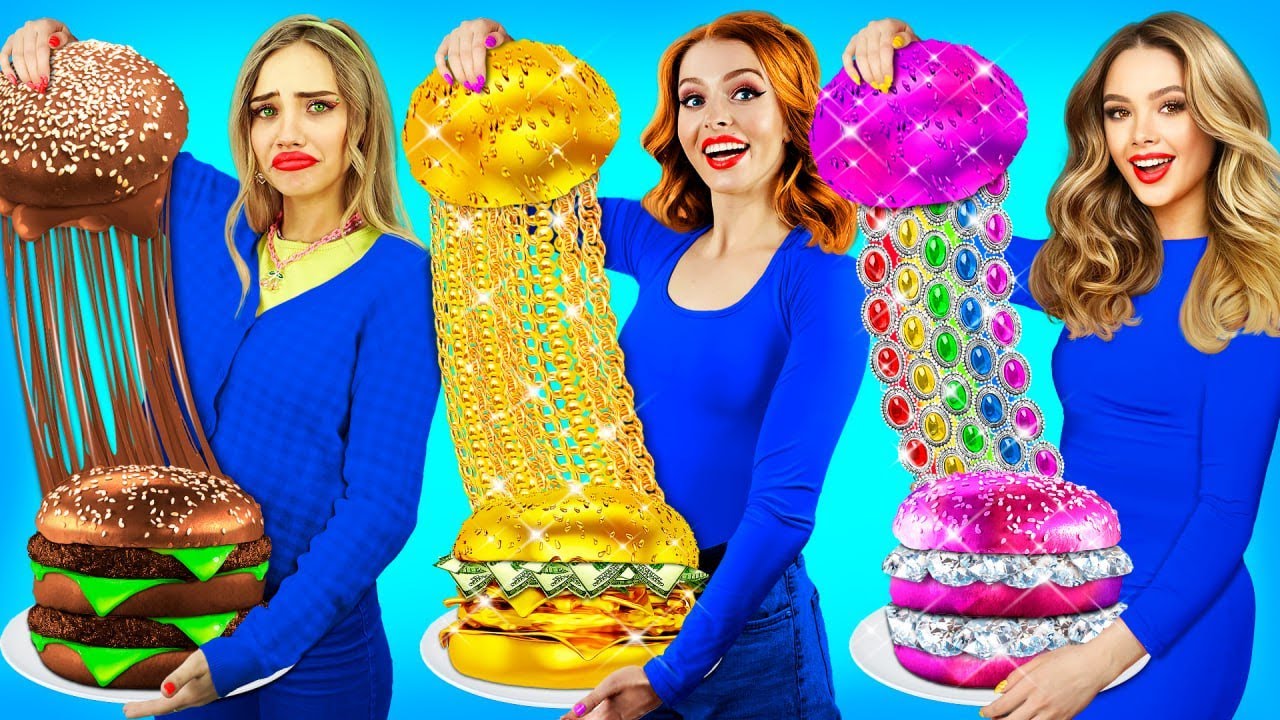 अल्ट्रा अमीर या अमीर या गरीब कुकिंग चैलेंज | आसान सीक्रेट हैक्स एक्स ...