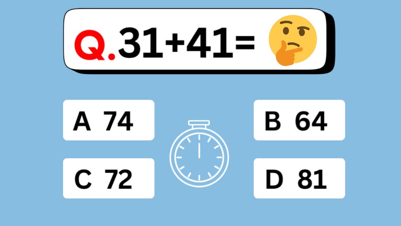 Maths Addition Quiz For Kids | Mental Maths Quiz | Maths Quiz - YouTube