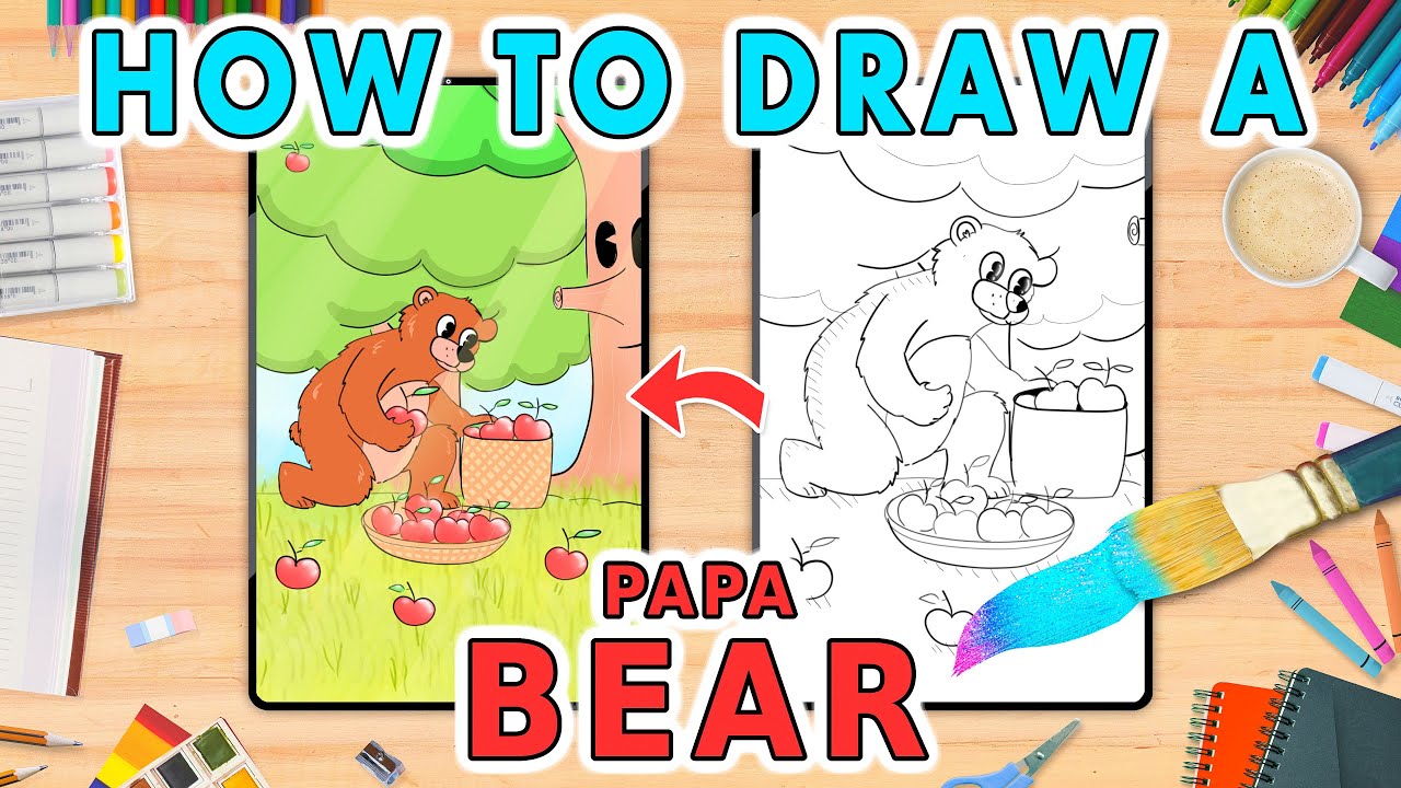 Draw A Bear Gathering Apples 🐻🍎| #viral #youtube #art #shortvideo # ...