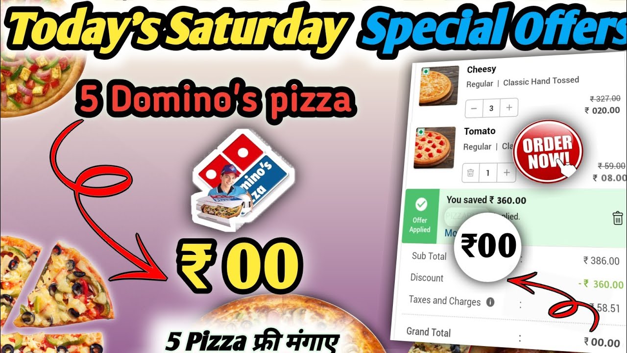 5 Pizza आज सबके लिए फ्री|Domino's pizza offer|dominos pizza offer for ...
