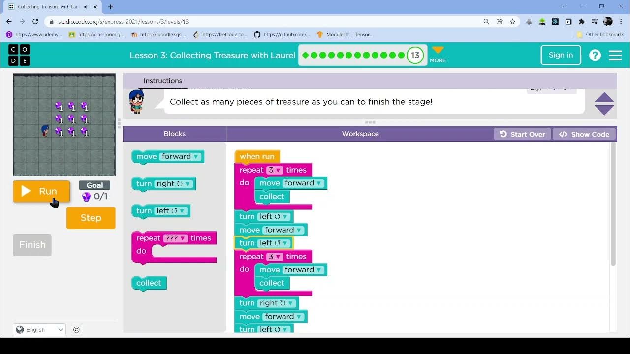 L3-13 |Code.org | Express-2021 | Lesson 3: Collecting Treasure with ...