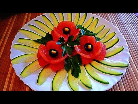 HOW TO MAKE TOMATO FLOWER - CUCUMBER CARVING & TOMATO CARVING VEGETABLE ...