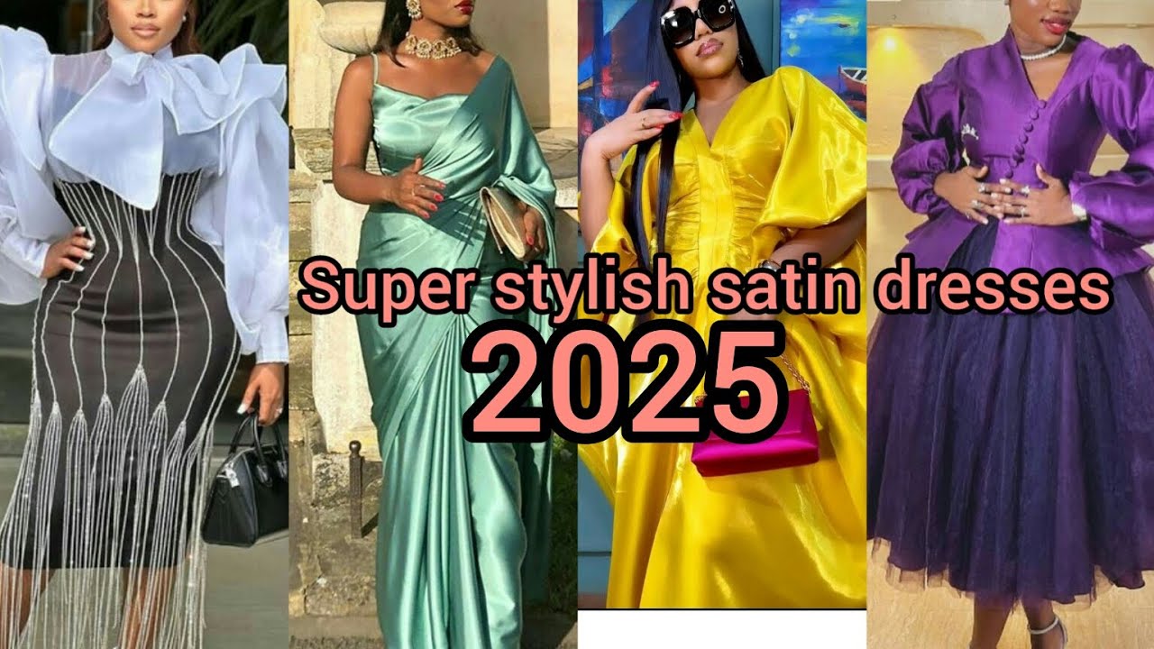 Super stylish satin dresses for elegant ladies | Satin gown styles 2025 ...