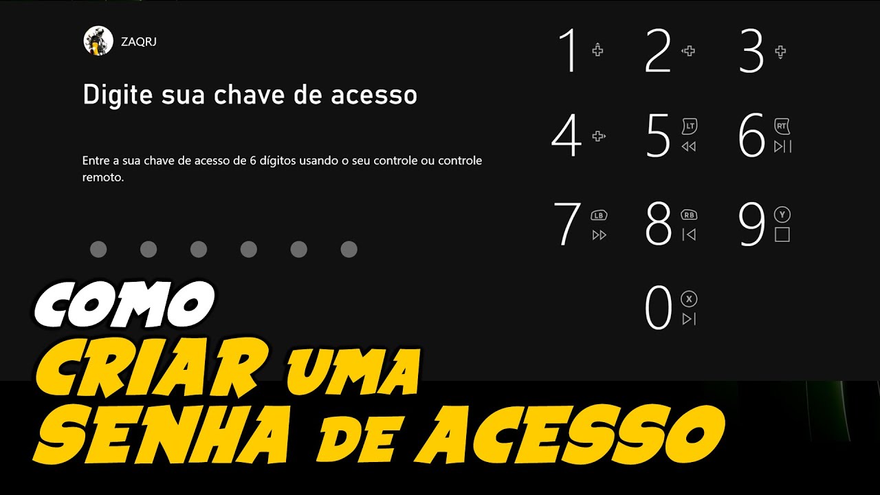 Como CRIAR CHAVE de ACESSO Senha no XBOX SERIES S, X e ONE - YouTube