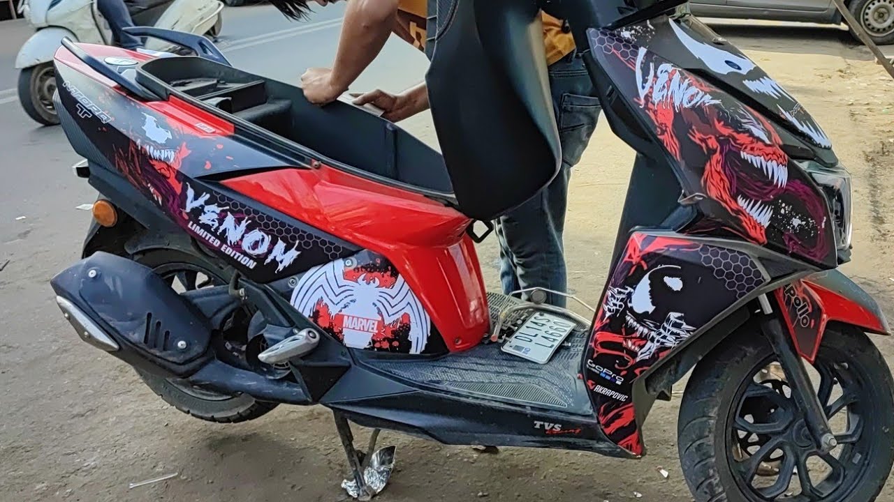 TVS Ntorq 125 Modification | Venom wrap!!!! only 1 in Delhi! - YouTube