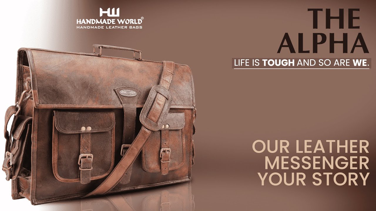 Alpha Brown Leather Messenger Bag By Handmade World - YouTube