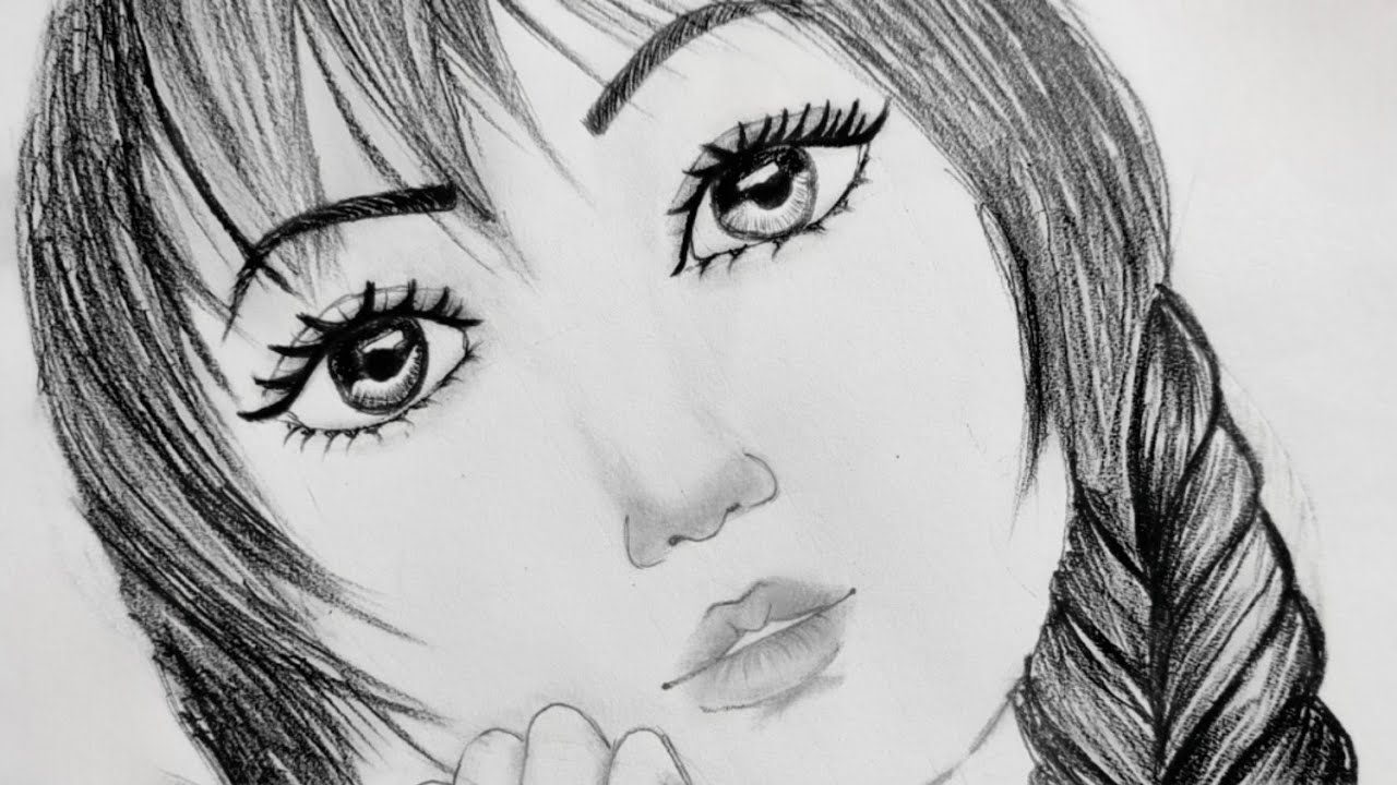 Pencil Sketch || How to draw cute girl face - step by step || Drawing ...