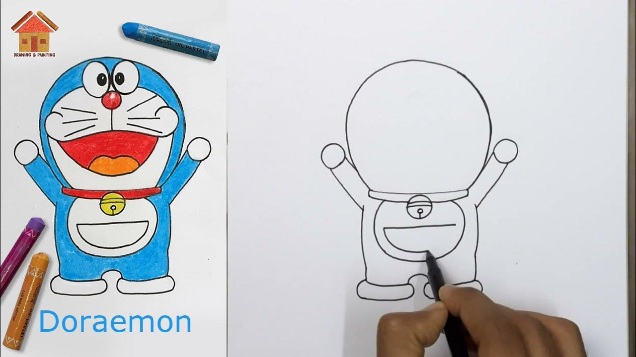 How to draw Doraemon step by step / Easy Step by Step Doraemon Drawing ...