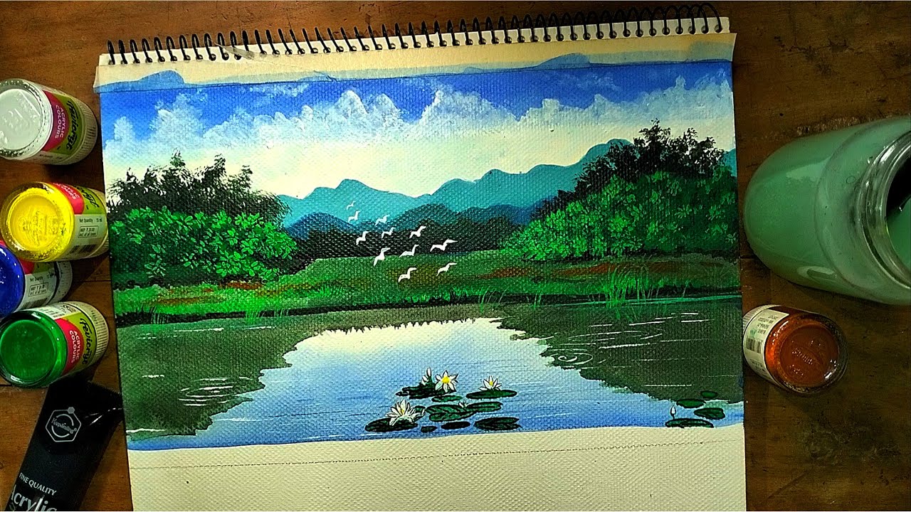 Easy Lake Painting Using Acrylic / Easy Lake Painting Using Acrylic ...