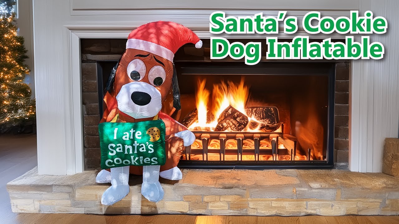 Santa Cookie Dog Inflatable - YouTube