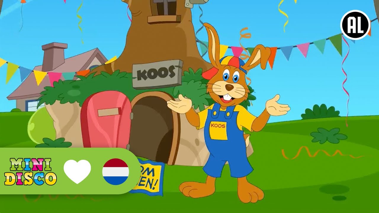 FEEST BIJ KOOS KONIJN | Kinderliedjes | Roompot | Minidisco - YouTube