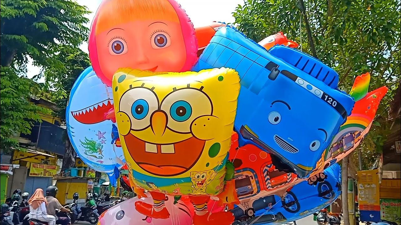Balonku Ada Lima 💞 Balon Karakter Spongebob, Balon Karakter Tayo dan ...