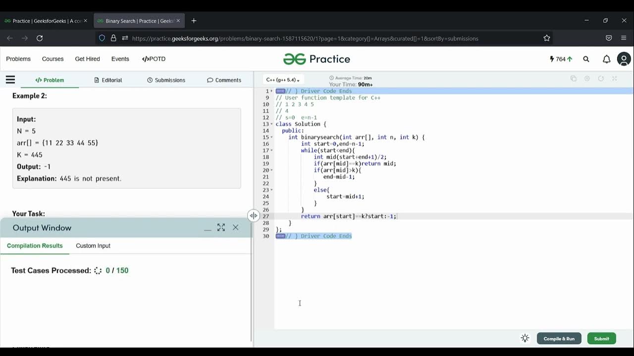 Binary Search Array Binary Search Gfg Youtube