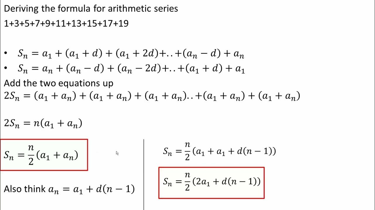 Deriving the formula for arithmetic series - YouTube