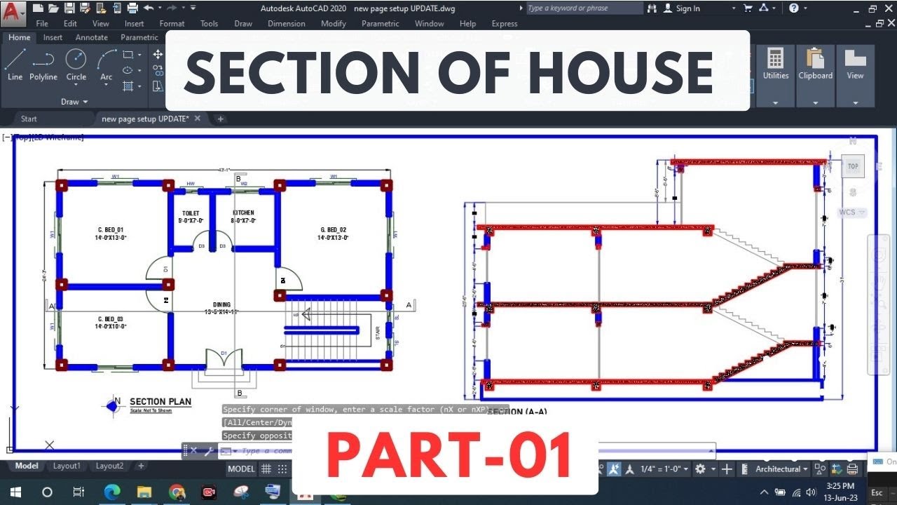 How to make House Section A-A or B-B in AutoCAD || Part 1 - YouTube