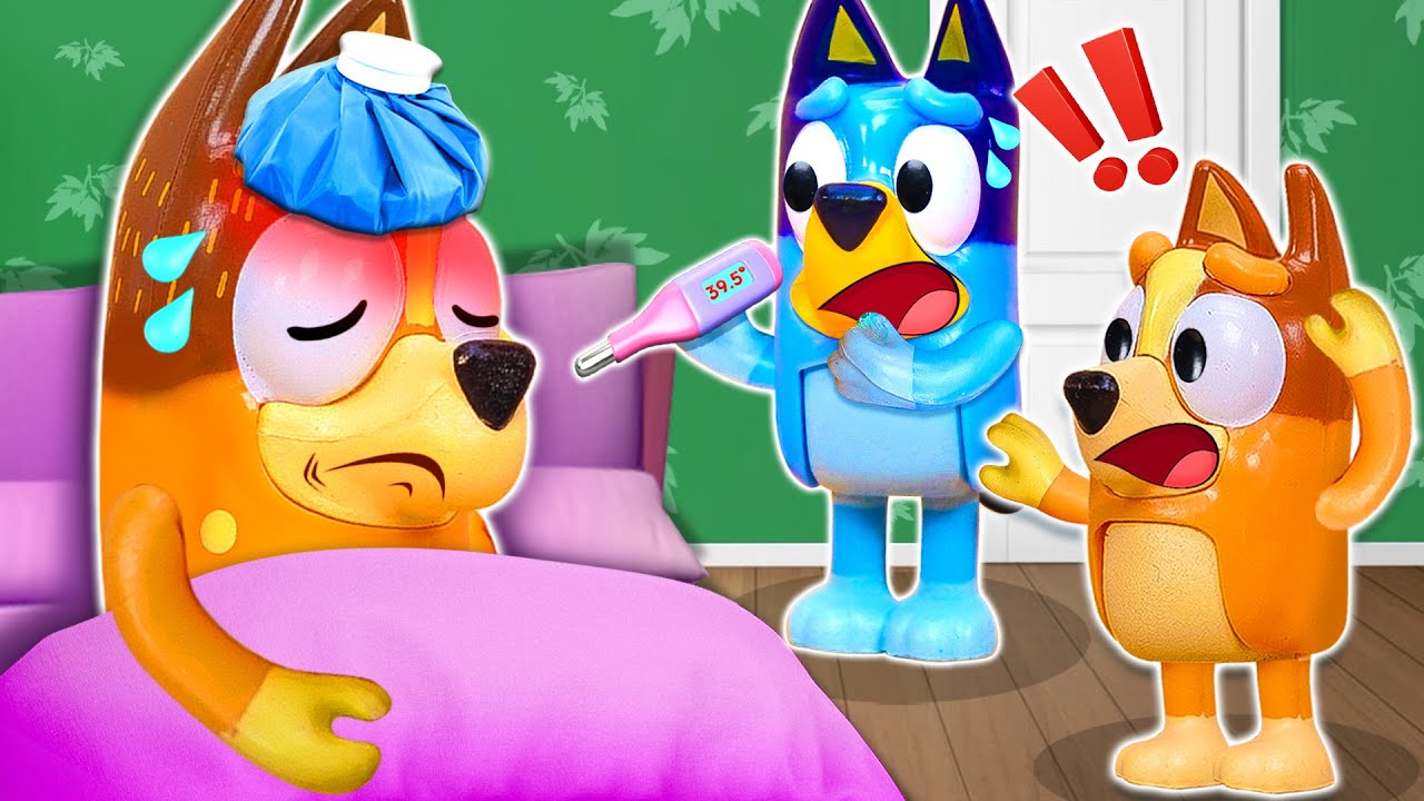 Bluey and Bingo Take Care Of Sick Mom | Bluey Fun Toys - YouTube