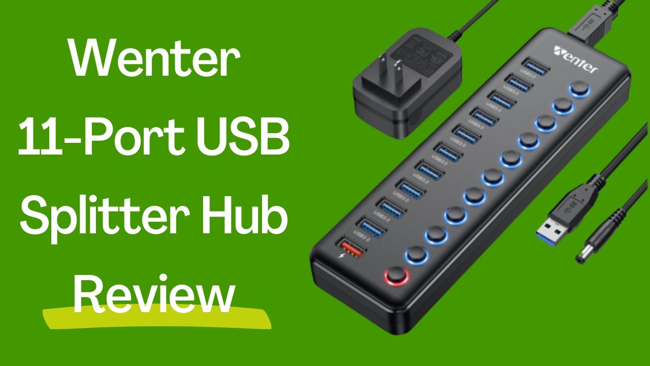 Powered USB Hub, Wenter 11-Port USB Splitter Hub Review - YouTube