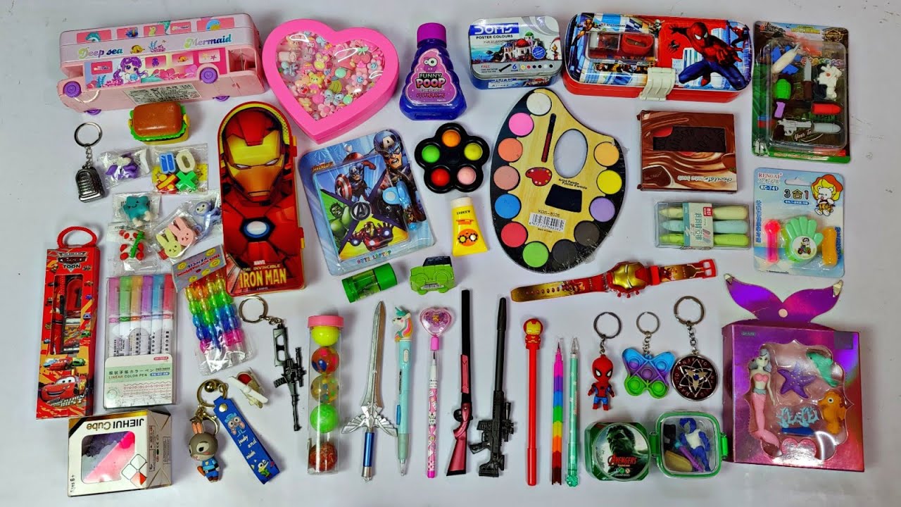 Ultimate Collection of Toys😱Iron man Watch, Sharpener, 3D Eraser, pen ...