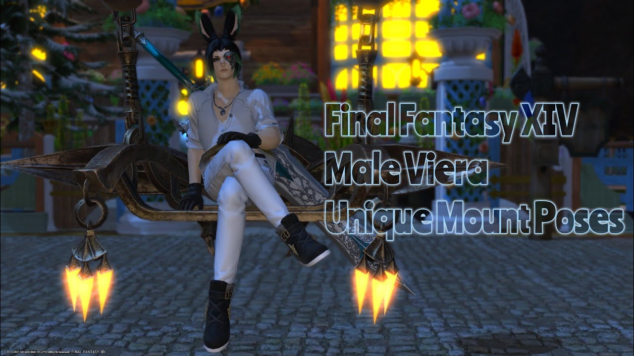 Final Fantasy XIV - Male Viera Some Unique Poses Mounts - YouTube