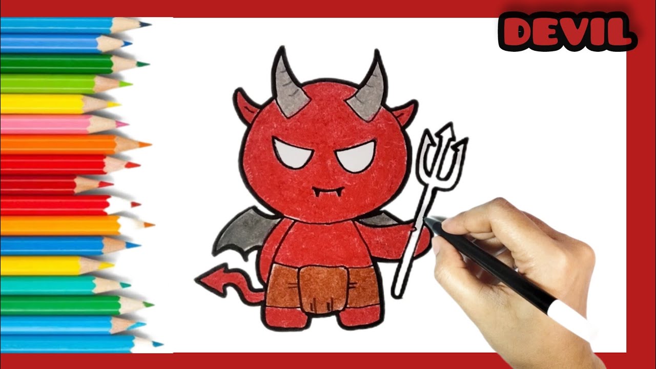 Menggambar ilustrasi devil || mewarnai gambar anak #14 - YouTube