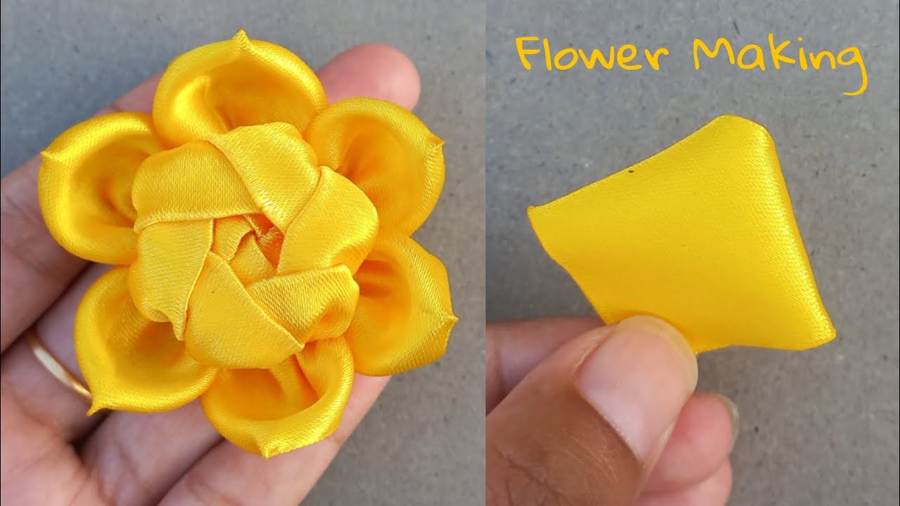DIY Satin Ribbon Rose flowers | How to make ribbon rose | DIY: Ribbon ...