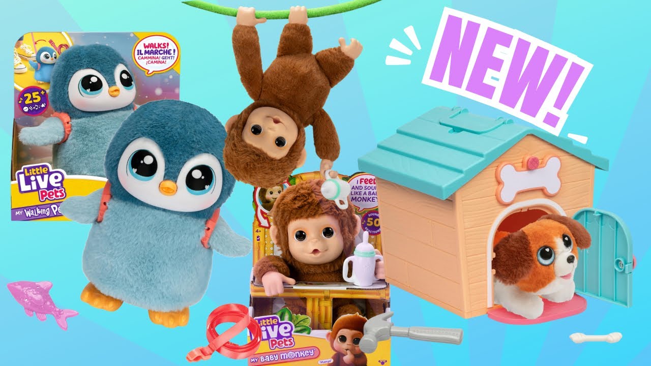 Little Live Pets Mango the Baby Monkey, Waddles the Penguin, Mini Puppy ...