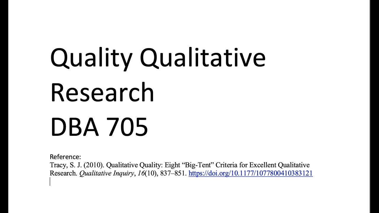 Quality Qualitative Research - YouTube